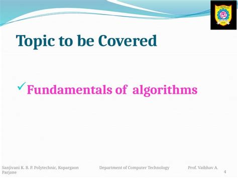 Topic Fundamentals Of Algorithm Pptx