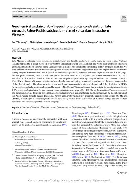 Pdf Geochemical And Zircon U Pb Geochronological Constraints On Late Mesozoic Paleo Pacific