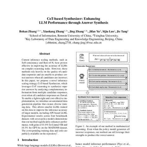 Cot Based Synthesizer Enhancing Llm Performance Through Answer Synthesis Acl Anthology