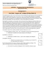 STAT Assignment Forupload Docx Faculty Of Engineering And Information Sciences Babe