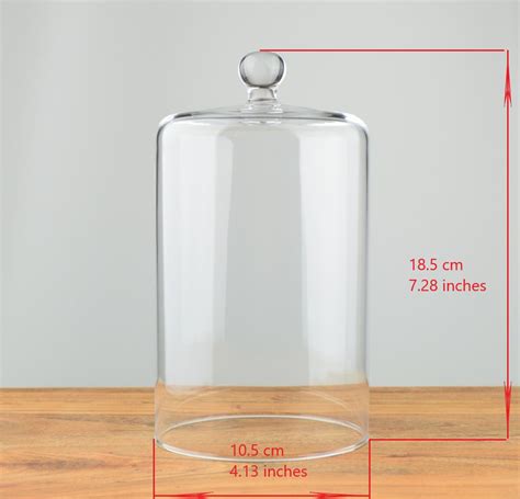 Handmade Glass Display Cover Cloche Bell Dome With Knob Tall 18 5 Cm X