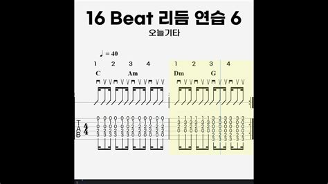 Bpm4016beat 리듬 연습 6 C Am Dm G 기타 코드 16비트 리듬 반복 연습 Youtube