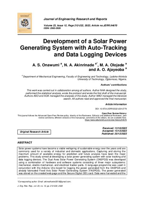pdf solar power system with tracking and data logging