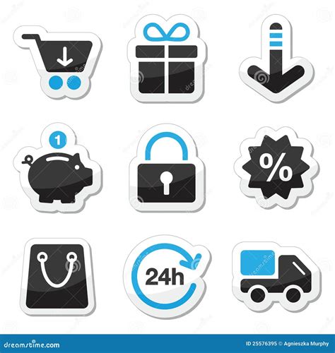 Iconos Del Webdel Internet Fijados Compras Ilustración Del Vector