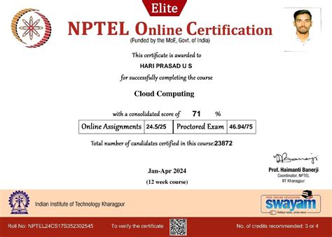 hariprasad u s on linkedin cloudcomputing continuouslearning nptel