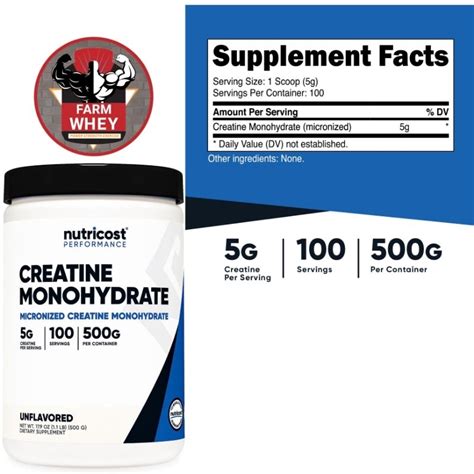 NUTRICOST CREATINE MONOHYDRATE MICRONIZED POWDER HỖ TRỢ TĂNG SỨC MẠNH