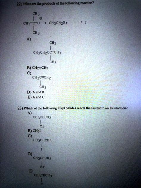 Solved 22 Which Of The Following Reaction Is Most Likely To Occur