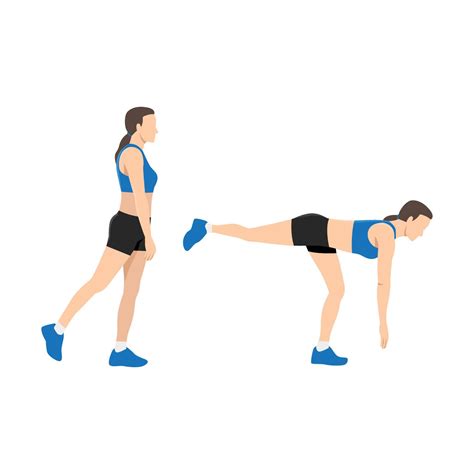 Woman Doing One Legged Or Single Leg Deadlift Exercise Flat Vector