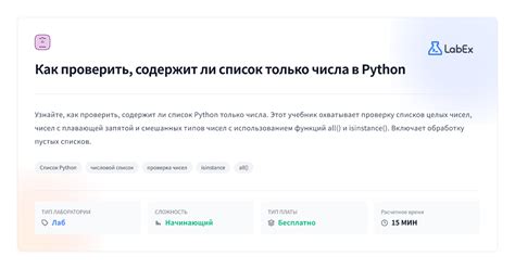 Как проверить содержит ли список только числа в Python Labex
