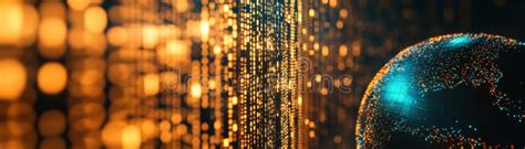 Global Data Network Digital Earth Binary Code Stock Illustration