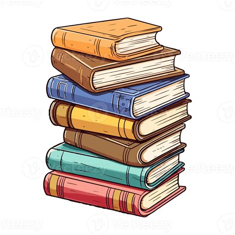 Hand Drawn Pile Of Books Sticker Of A Cartoon Stack Of Books 26159043 Png