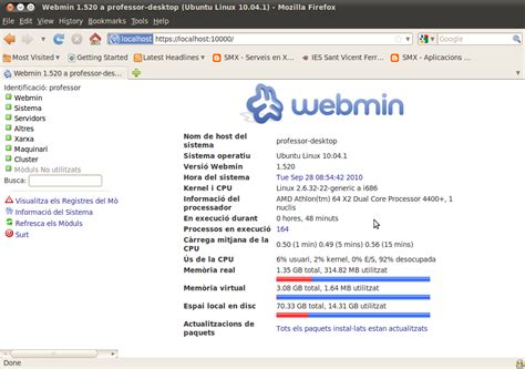 Servicios en red 2ª Ed Instalación de webmin en la maquina virtual
