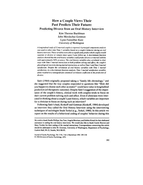 Pdf How A Couple Views Their Past Predicts Their Future Predicting