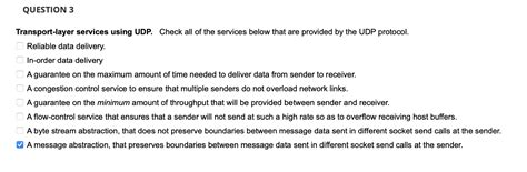 Solved Transport Layer Services Using UDP Check All Of Chegg