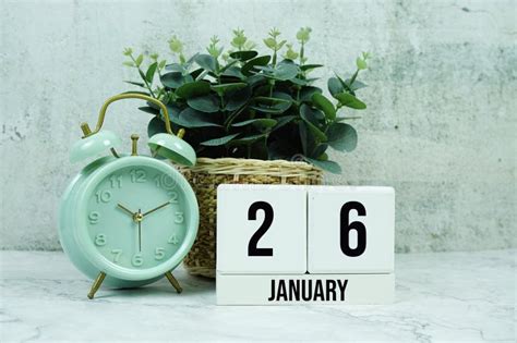 Wooden Calendar Showing The Date Of January 26th Day 26 Of January
