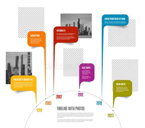 Plantilla Simple De Línea De Tiempo Circular Con Foto Minimalista Con Burbujas De Color