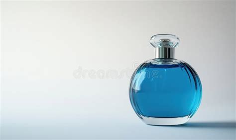Elegant Blue Perfume Bottle With Round Shape And Silver Cap Showcasing