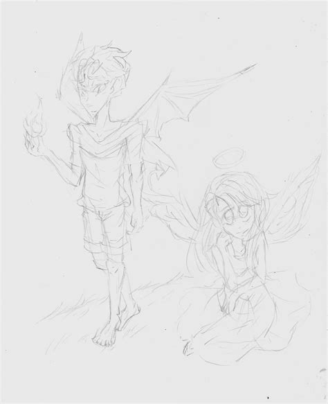 Angel And Devil Doodle By Chibimonsterart On Deviantart