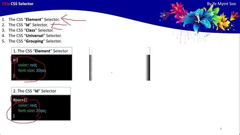 Css Myanmar 5 Basic Selectors မြန်မာ Youtube