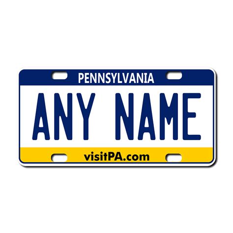 Personalized Pennsylvania 3 X 6 Acrylic Plastic License Plate Vers