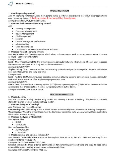 Operating System Pdf Operating System Dos