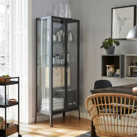 Milsbo Glass Door Cabinet Anthracite 28 34x68 78 Ikea Glass