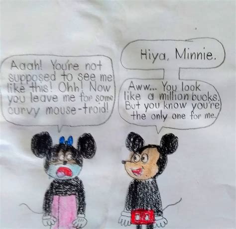 Mickey Saw Minnie In Towel W Toothpaste On Mouth By