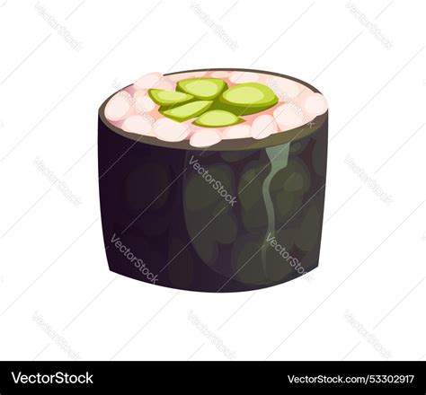 Cartoon Kappamaki Japanese Roll With Cucumber Vector Image