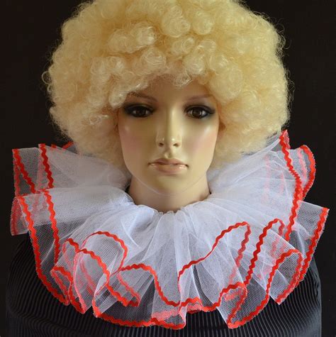 Burlesque Clown Collar Ruffle In White Net With Red Ric Rac Trim Artofit