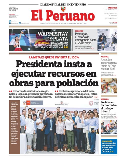 El Peruano 25 2 2023 Pdf Perú México