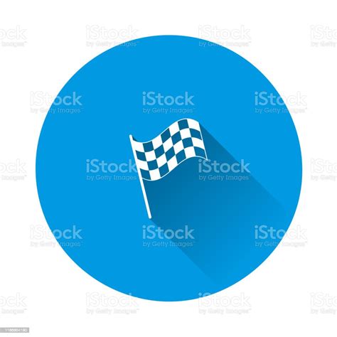 벡터 자동차 경주 플래그 아이콘입니다 파란색 배경에서 기호를 시작하고 완료합니다 긴 그림자가 있는 플랫 이미지입니다 검은색에 대한 스톡 벡터 아트 및 기타 이미지 Istock