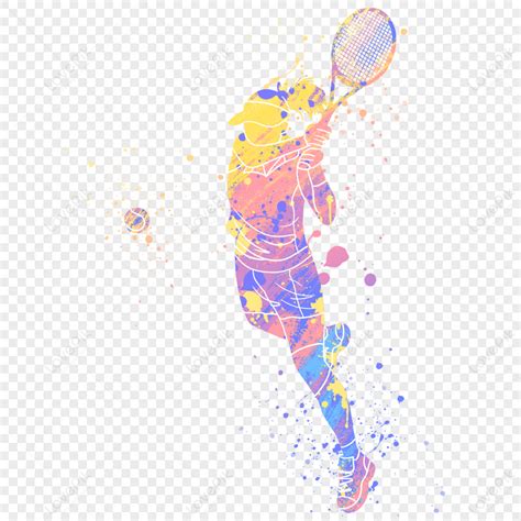 女網球運動員墨跡剪影裝飾少女女孩psd圖案素材免費下載，可愛卡通圖片，尺寸1200 × 1200px Lovepik
