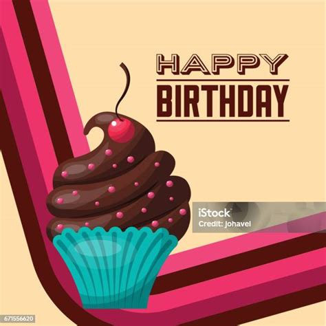 컵 케 익 아이콘입니다 행복 한 생일 디자인입니다 벡터 그래픽 0명에 대한 스톡 벡터 아트 및 기타 이미지 0명 1