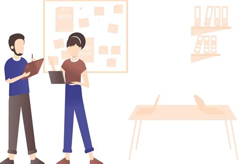 Male And Female Employee Type Something On Laptop 4514086 Vector Art