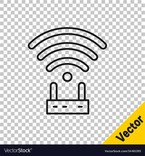 Black Line Router And Wi Fi Signal Icon Isolated Vector Image