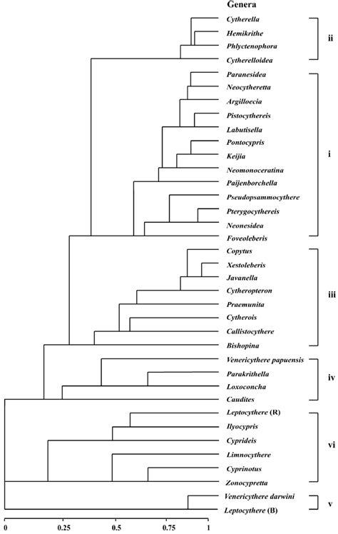 R Mode Cluster Analysis Of Ostracods From Core Md 32 The Numbers I