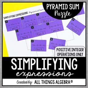 Simplifying Expressions Positive Integer Operations Only Pyramid Sum Puzzle All Things Algebra