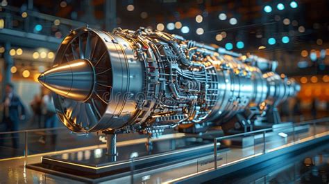 Powerful Jet Engine Displayed In Museum Exhibit Stock Illustration