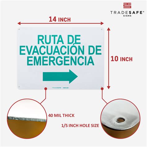 Ruta De Evacuación De Emergencia Emergency Evacuation Route Right