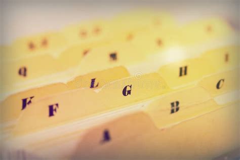 Close Up Of Alphabetical Index Cards In Box Stock Image Image Of