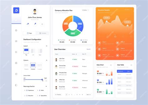 Premium Vector Ui Ux Infographic Dashboard Ui Design With Graphs Charts And Diagrams Web