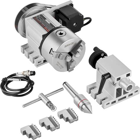 VEVOR Dividing Head, K11-100mm 3-Jaw Chuck, CNC Router Milling Machine Rotational Axis 4th Axis ...