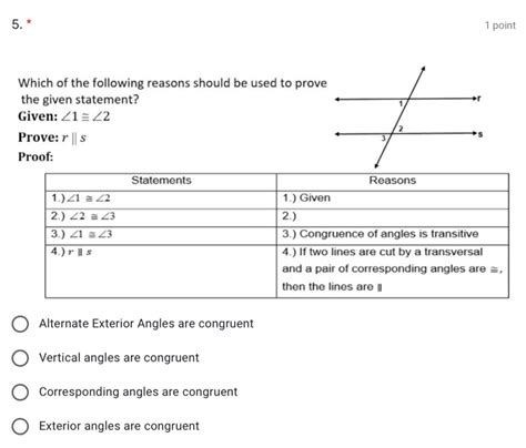 Solved 5 1 Point Which Of The Following Reasons Should Be Used To