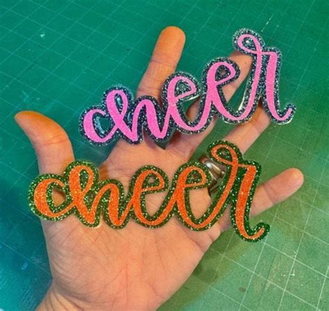 Cheer Glitter Stickers Cheer Cursive Font Decal Varsity Jv Car Laptop