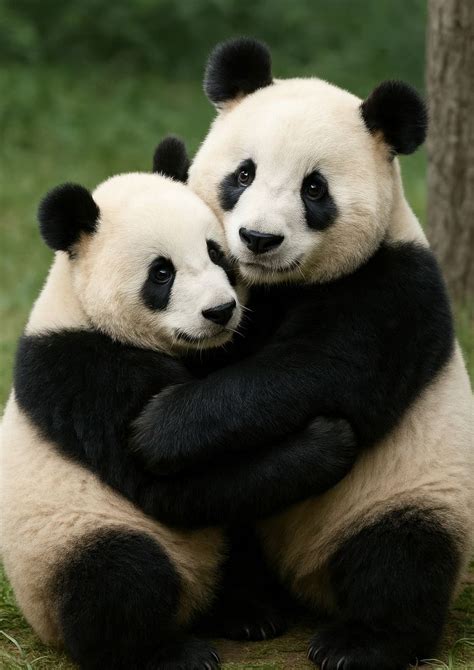 Adorable Pandas Hugging Together Free Photo Rawpixel