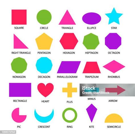 초등학교 또는 유치원에 대한 기본 모양 기하학적 양식 컬렉션 학습 어린이 교육 흰색 배경에 교육 세트 컬러 어린이 기하학 그림 모양에 대한 스톡 벡터 아트 및 기타 이미지