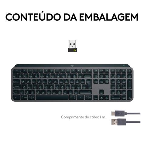 Teclado Sem Fio Logitech MX Keys S com Iluminação Inteligente Recarregável Grafite 920 011563