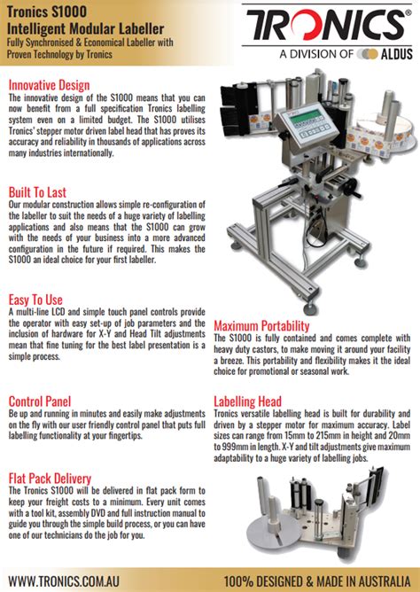 Tronics S1000 Labeller Brochure2021 02 22
