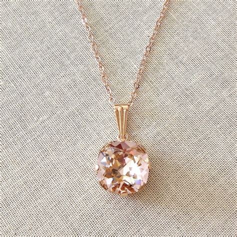 Swarovski Blush Pink Teardrop Crystal Rose Gold Necklace Etsy