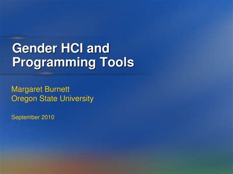 Ppt Gender Hci And Programming Tools Powerpoint Presentation Free